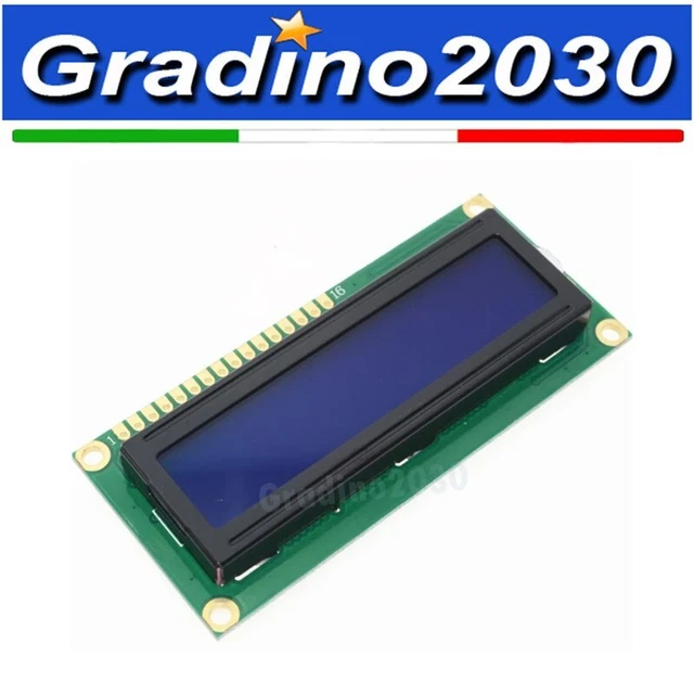 MODULO DISPLAY LCD 1602 Blu 16x2 caratteri 1602A 3,3V 5V IIC/I2C ...