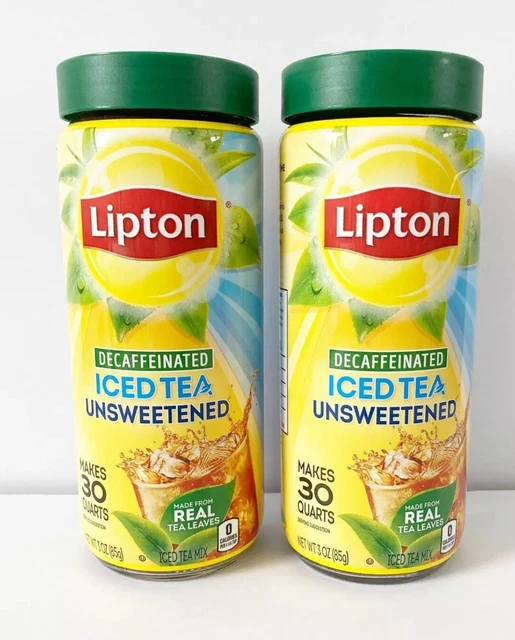 2 JARS LIPTON Iced Tea Mix Decaffeinated Unsweetened Instant Makes 30 ...