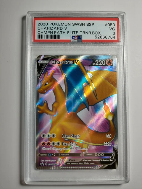 CHARIZARD SWSH050 FULL Art Pokemon Card CRIMP ERROR DEFECT PSA 3 VG ...