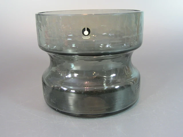 VINTAGE PUKEBERG SWEDEN Smoke Gray ART Decorative GLASS Vases Mid ...