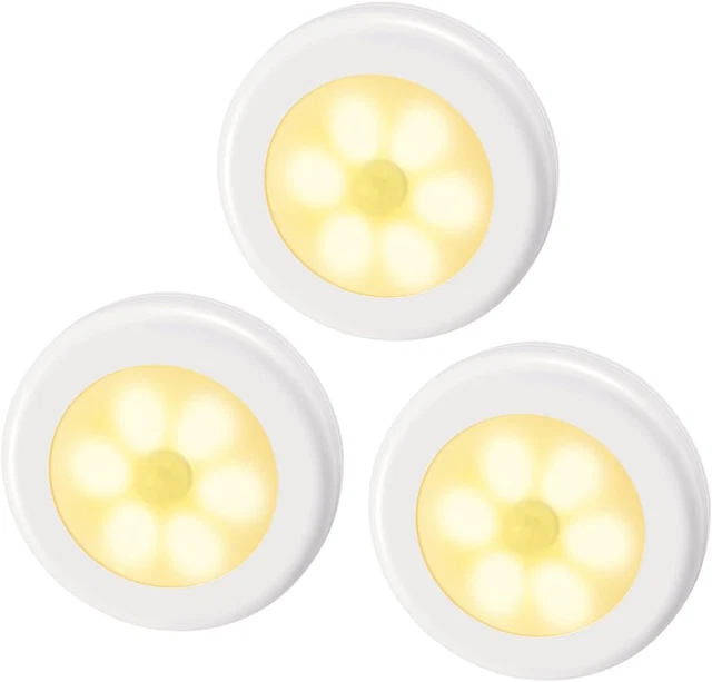 MOTION SENSOR LIGHT Indoor, 3 Pack Stick-On LED Night Light with ...