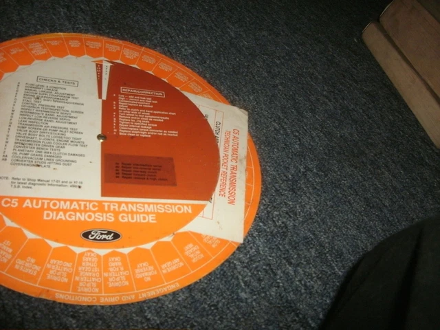 FORD C5 AUTOMATIC Transmission Diagnosis Guide Wheel Chart For Service ...