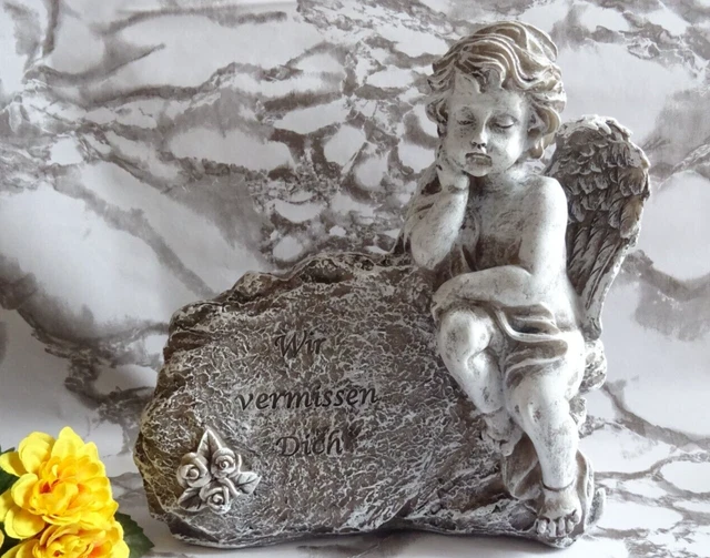 XXL GRABENGEL am Grabstein Trauer Grabschmuck Engel Figur Grabdeko ...