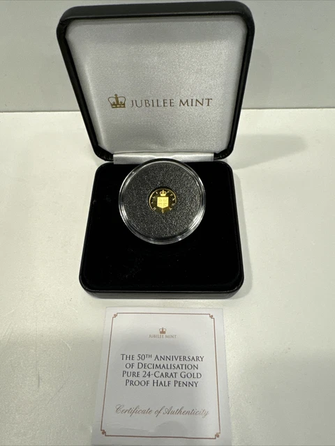 JUBILEE MINT 24CT Gold Half Penny Coin 50th Anniversary Of ...