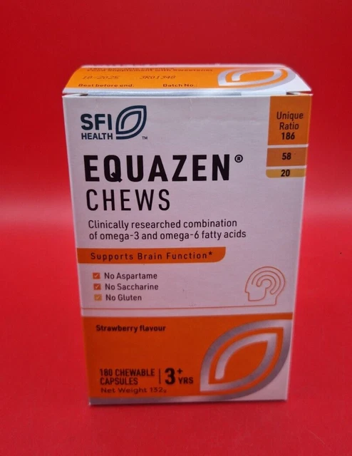EQUAZEN CHEWS | Omega 3 & 6 Supplement - 180 Strawberry Flavoured Chews ...