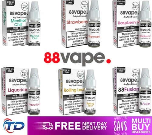 88 VAPE E-LIQUID | 10ml | 44 Flavours | All Strengths | 10 & 20 Packs £ ...