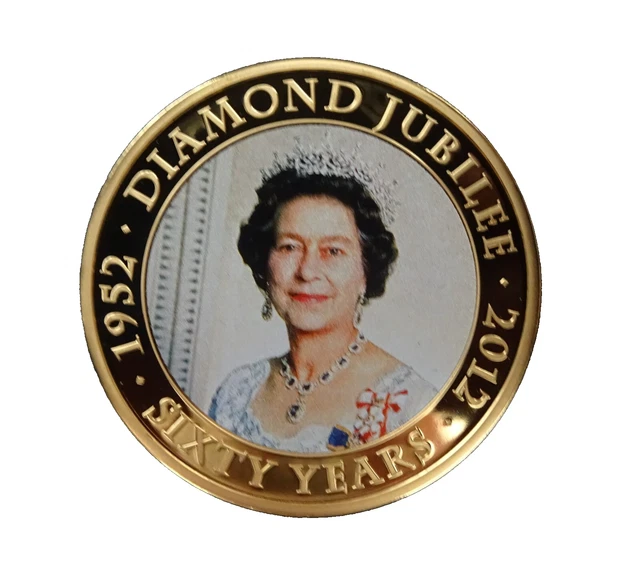 QUEEN ELIZABETH II Diamond Jubilee 24ct gold Plated Proof 1 dollar coin ...