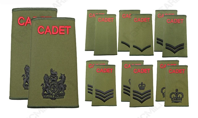 NEW BRITISH ARMY ACF CCF Cadets RANK SLIDES Olive Green Uniform Patches ...
