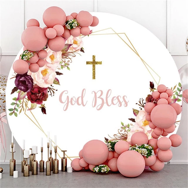 FLOWER PINK GOD Bless Happy Birthday Circle Backdrop $37.79 - PicClick AU