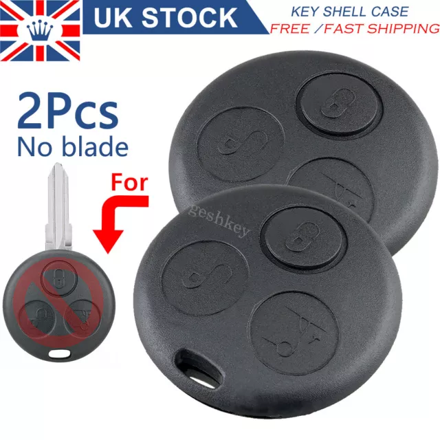2 FOR SMART Car 3 Button Remote Key Fob Case City Roadster Fortwo ...