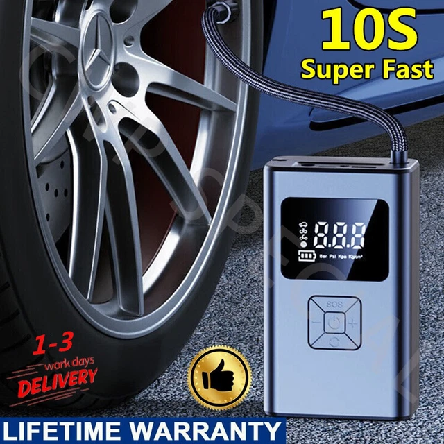 WIRELESS DIGITAL CAR Tyre Inflator USB Rechargeable Tire Air Compressor ...