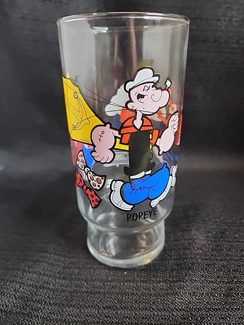 VINTAGE POPEYE KITE Cartoon Glass 1978 Olive Oyl Brutus Swea Pea Rare ...