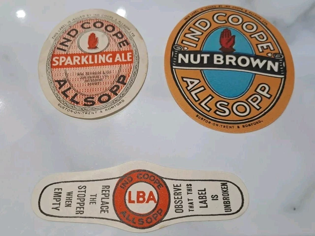 BRITISH BEER LABEL Ind Coope Allsopp Nut Brown Sparkling Ale Sherborne ...