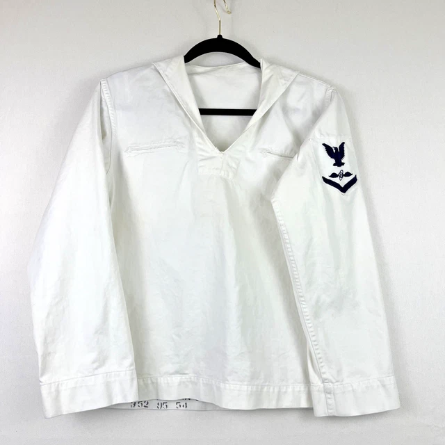 VINTAGE NAVY TOP Sailor Cracker Jack Collar Uniform Top Mens 36A White ...