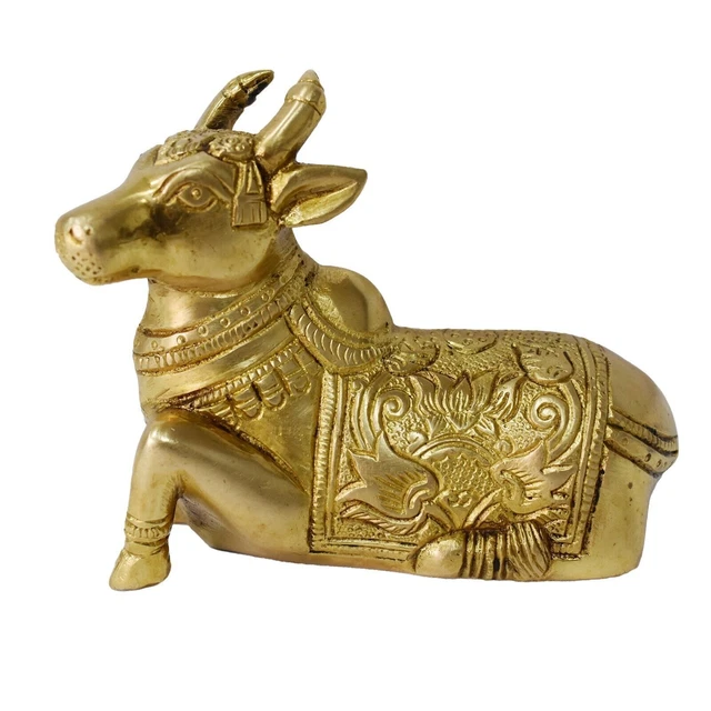 STATUE NANDI DE vache assise Kamdhenu en laiton pour la décoration de la maison EUR 57,49 ...