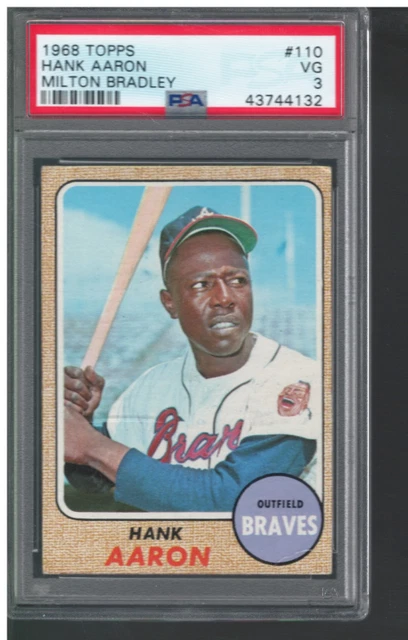 1968 TOPPS MILTON Bradley #110 Hank Aaron - PSA VG (3) - Rare Carte EUR ... 1968 TOPPS MILTON Bradley #110 Hank Aaron - PSA VG (3) - Rare Carte EUR ...