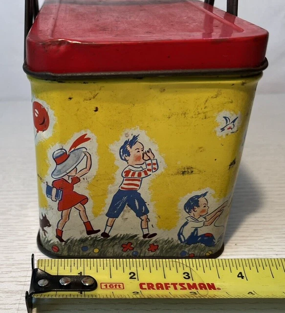 VINTAGE 1940S LUNCH Box Tin Litho & 1950s Mattel Bear Tin $39.09 ...