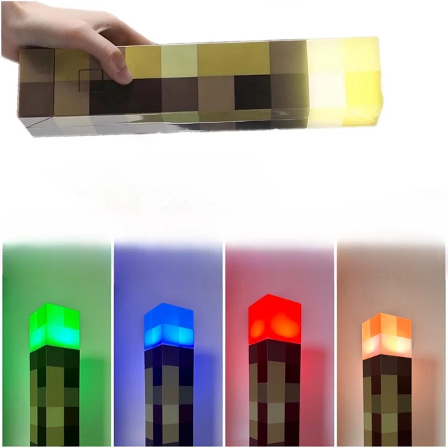MINECRAFT GAME TORCH Wall Lamp Desk Night Light Bedroom Led Battery ...