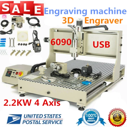 4 AXIS 6090 CNC Router 3D Engraver Metal Milling Drilling Machine 2.2KW ...