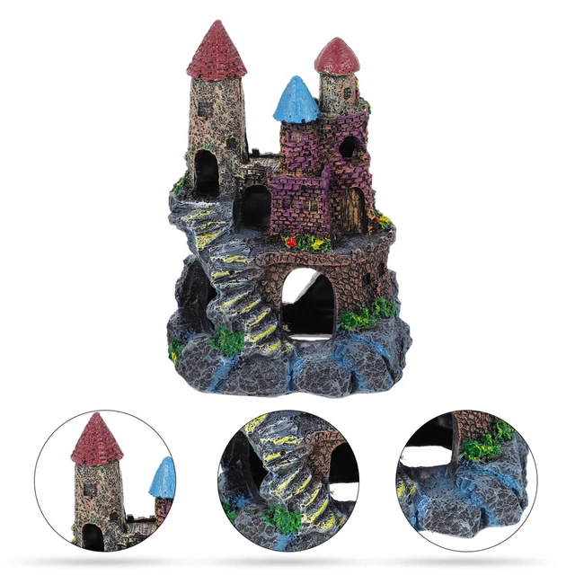 CHÂTEAU D'AQUARIUM ORNEMENT De Réservoir Poissons Cabane Cache Grotte ...