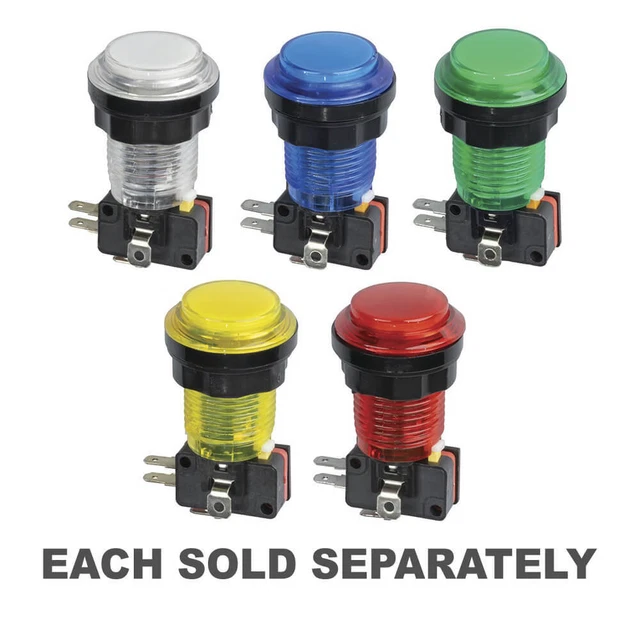 ARCADE BUTTON SWITCH with LED Illumination Brightly Coloured Reliable ...