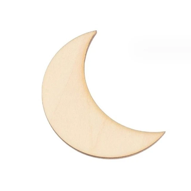 60PCS MOON SHAPED Moon Wood Cutouts 5cm Embellishments Gift for DIY ...