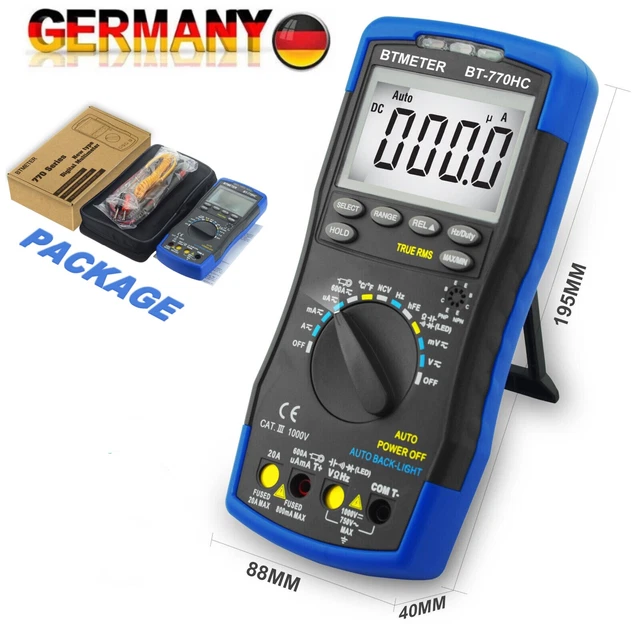 DIGITALES MULTIMETER MESSGERÄT TRMS Auto-Range AC DC Strom Amperemeter Voltmeter EUR 28,99 ...