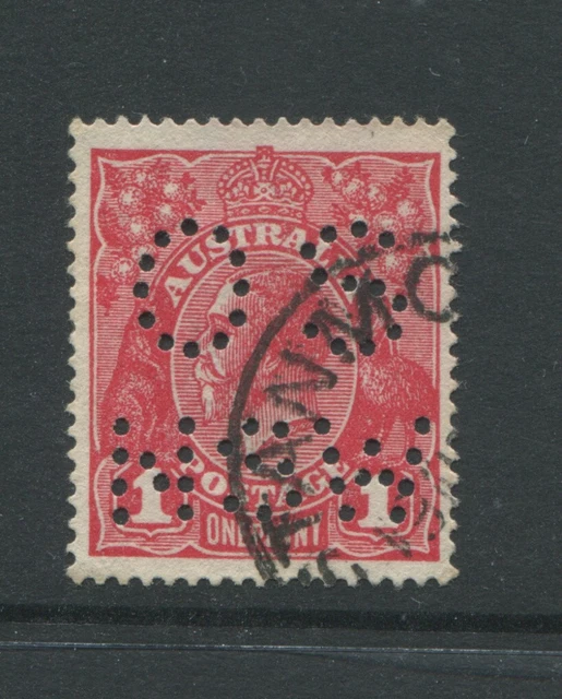 AUSTRALIA 1918 1D Red George V Die 3 Perf Os Nsw Fine Used $85.00 ...