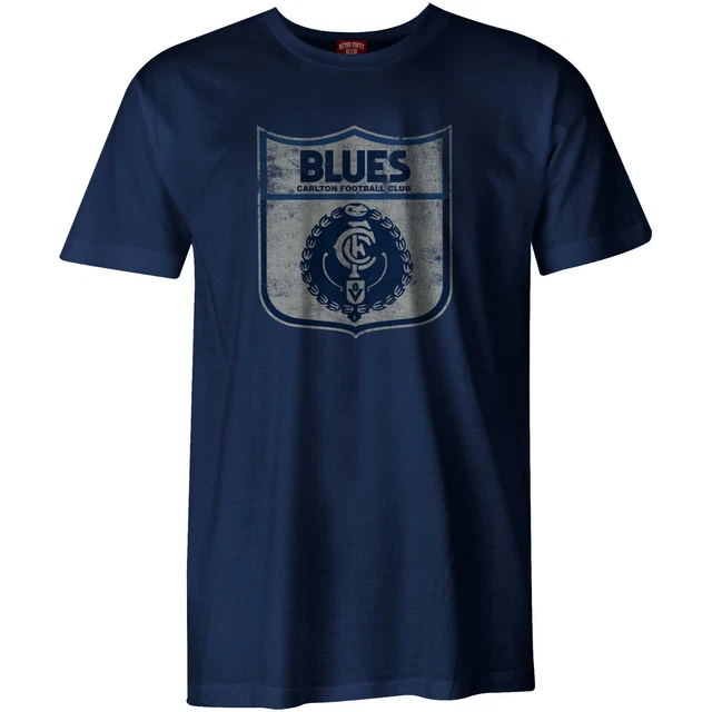 CARLTON BLUES AFL FE1424 Mens Retro Logo Short Sleeve Printed T Shirt ...