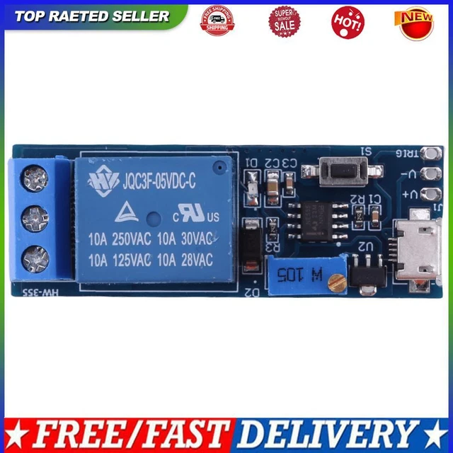 TIME DELAY RELAY Module 5V-30V Timing Relay Shield Board Electronic ...