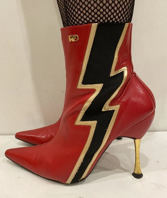 AMAZING RED OR Dead Retro Y2K Pointed Toe Ankle Boots UK6 EU39 Good ...