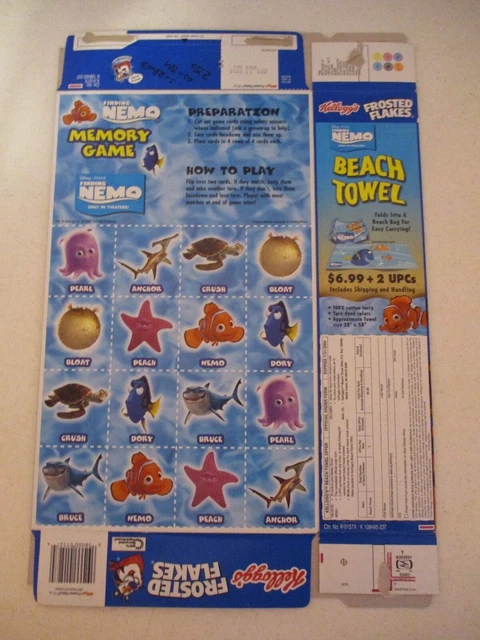 KELLOGGS FROSTED FLAKES Cereal-Disney Pixar Finding Nemo-Memory Game on ...