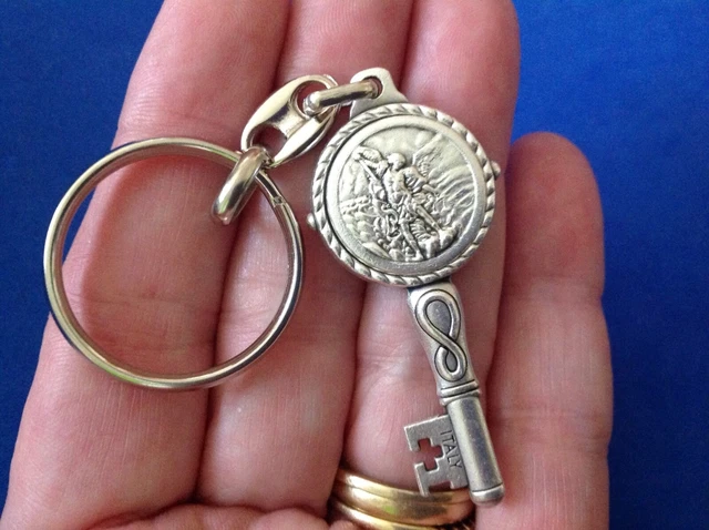 ARCHANGEL ST MICHAEL Guardian Angel Key to Heaven Key Chain RING ...