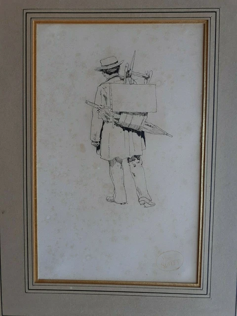 RARE DESSIN GEORGES Scott (1873-1942) portrait peintre autoportrait EUR ...