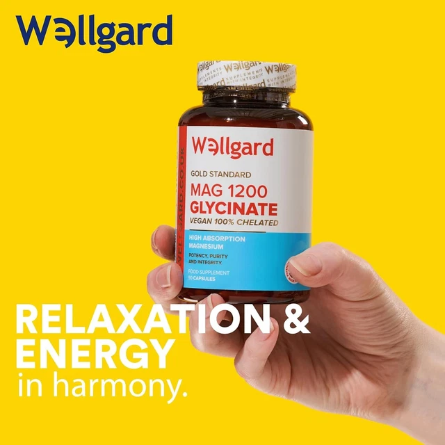 WELLGARD MAG 1200 Pure Magnesium Glycinate 240mg 90 Vegan Capsules High ...