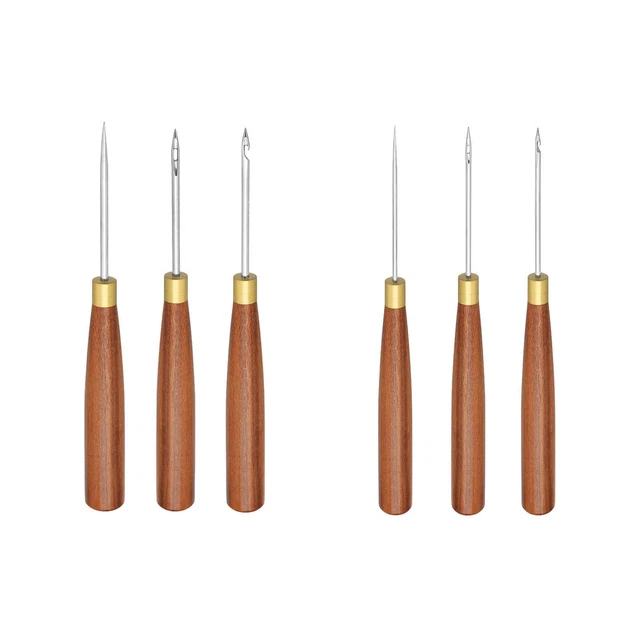3 PIECES SHOE Repair Awl Scratch Awl Tool Wooden Handle Sewing Awl ...