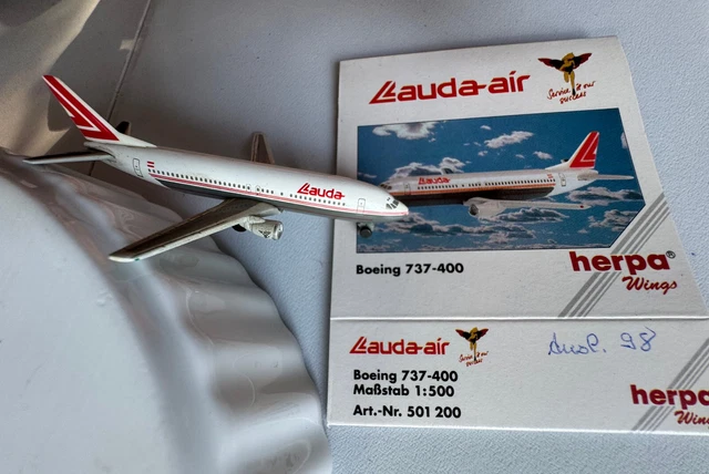 RARITÄT - herpa Lauda-air Boeing 737-400 Auslaufmodell 1998 - Nr. 501 ...