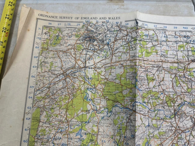 ORIGINAL WW2 BRITISH Army OS Map of England - War Office - Guildford ...