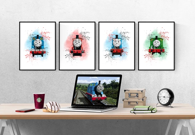 THOMAS THE TANK Engine Watercolour Splash Set Of 4 Prints Pictures Wall ...