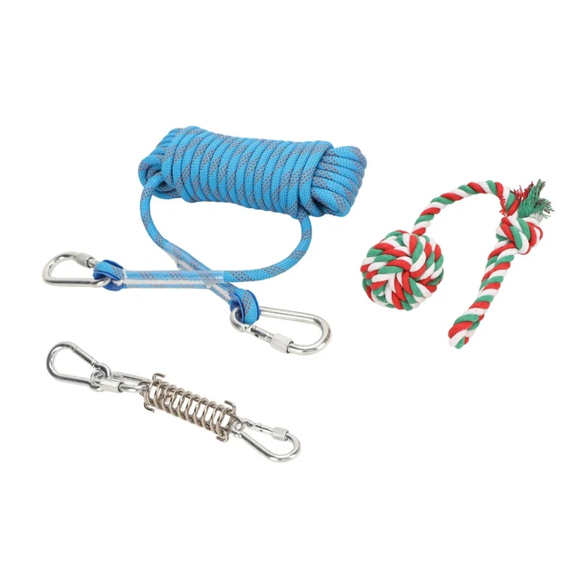 DOG TREE TUG Toy Build Muscle Stainless Steel Spring Pole Dog Rope Toys ...