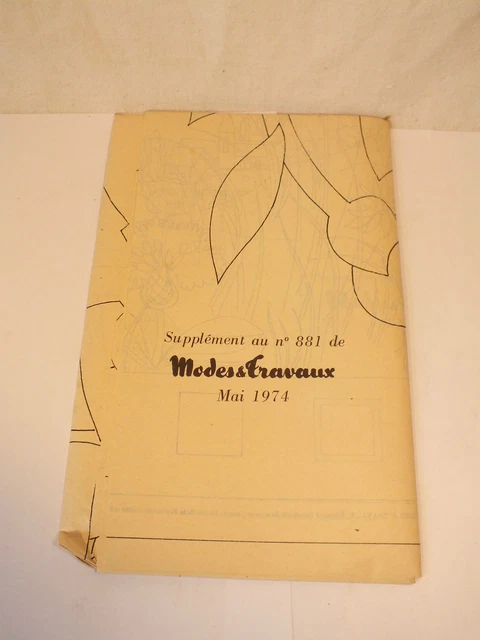 PATRON SUPPLEMENT MODES ET TRAVAUX Mai 1974 BRODERIE FLEURS CANEVAS EUR ...