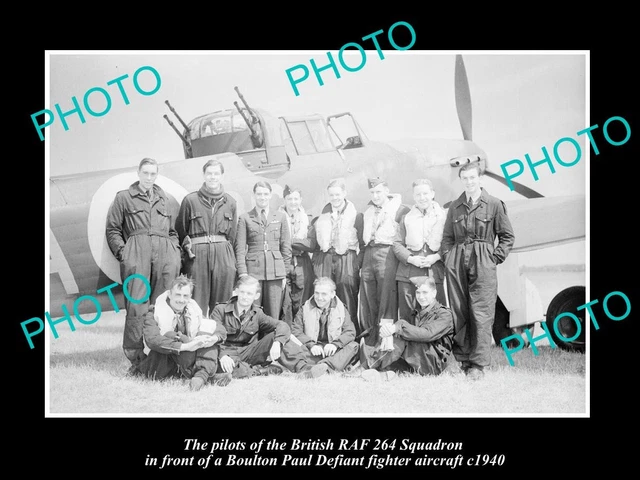 BRITISH AIR FORCE Raf 264 Squadron With Plane c1940 Old Large Historic ...