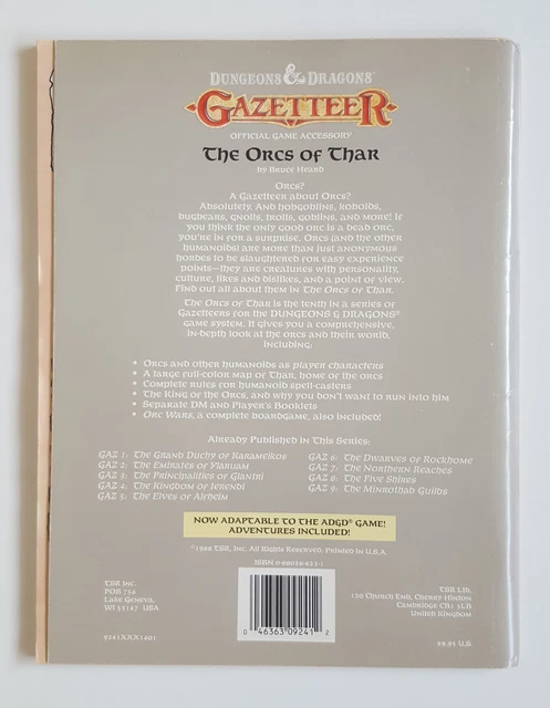 GAZ10 THE ORCS Of Thar Dungeons Dragons Gazetteer Bruce Heard Clyde ...