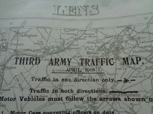 WW1 (1918) BRITISH "THIRD ARMY TRAFFIC MAP" - Supply of ARRAS (+ SPEED ...