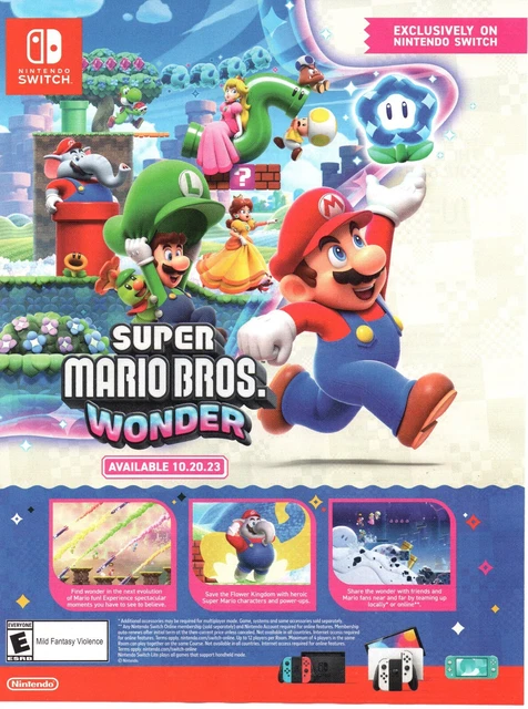 2023 SUPER MARIO BROS. WONDER Switch Video Game Paper PRINT AD WALL ART ...