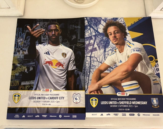 2 LEEDS UNITED Programmes V Cardiff & Sheffield Wednesday £2.80 ...