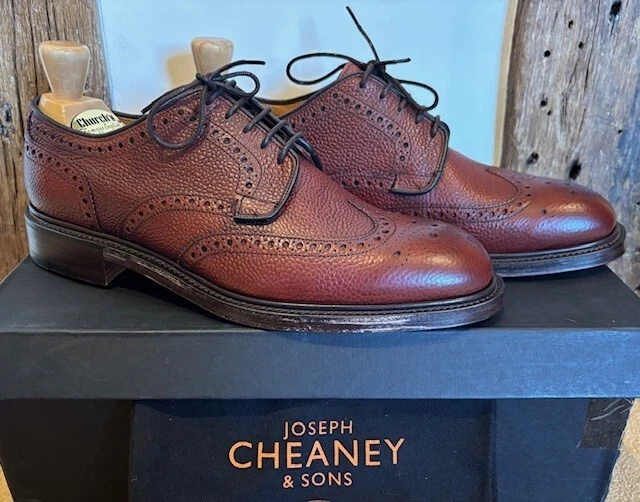 JOSEPH CHEANEY BEXHILL Wingcap Derby Brogue, Burgundy Grain Leather UK ...