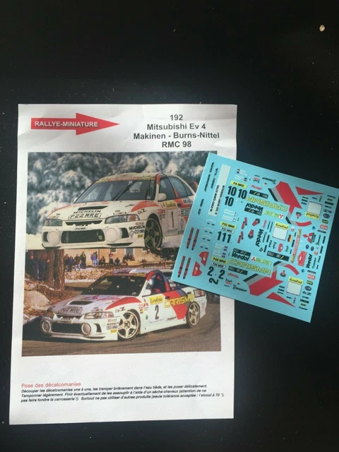 DECALS 1/43 MITSUBISHI Lancer Makinen Burns Nittel Rallye Monte Carlo ...