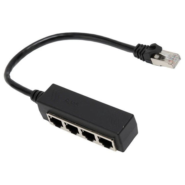 ETHERNET SPLITTER 1 To 4 RJ45 LAN Port Internet Cable Adapter Connector ...
