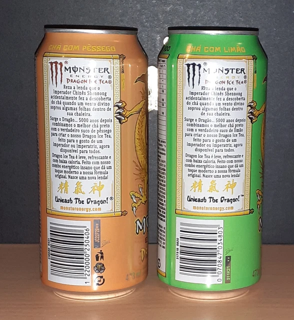 MONSTER ENERGY DRINK Dragon Ice Tea Peach & Lemon 473ml Brasilien Voll ...